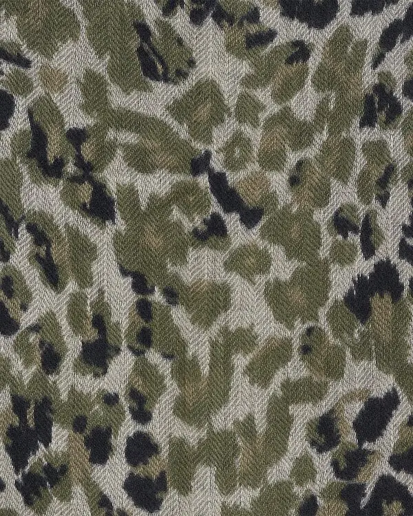 Gerard Darel Silia Leopard Print Wool & Cashmere Scarf - Green