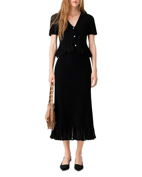Maje Jorga Pleated Knit Skirt
