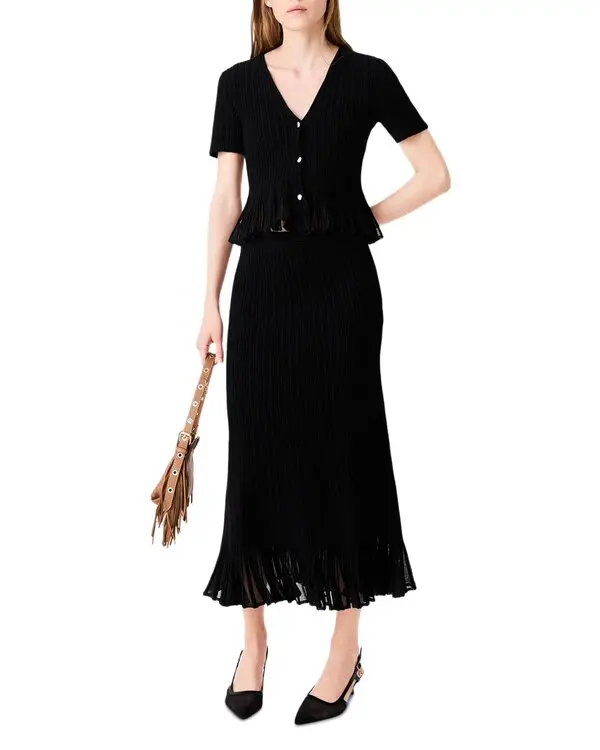 Maje Jorga Pleated Knit Skirt
