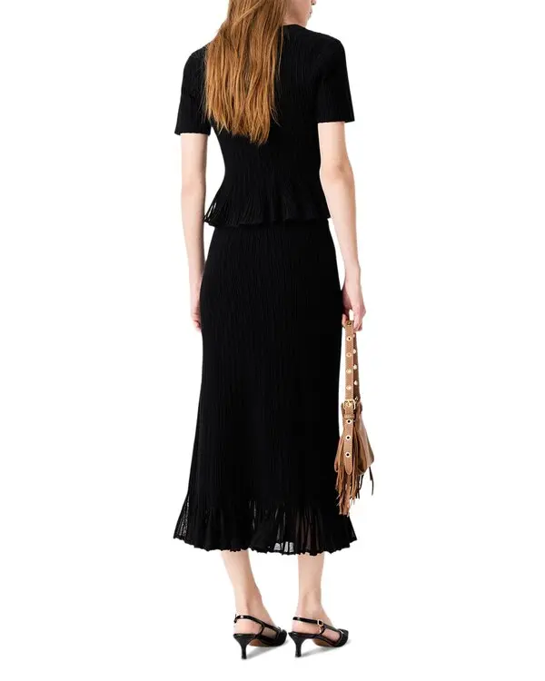 Maje Jorga Pleated Knit Skirt