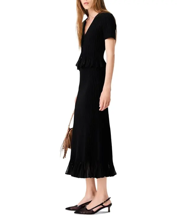 Maje Jorga Pleated Knit Skirt