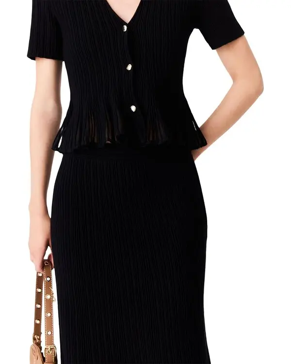Maje Jorga Pleated Knit Skirt