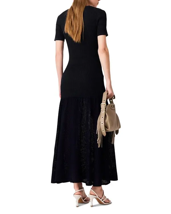 Maje Flora Mixed Knit Maxi Dress