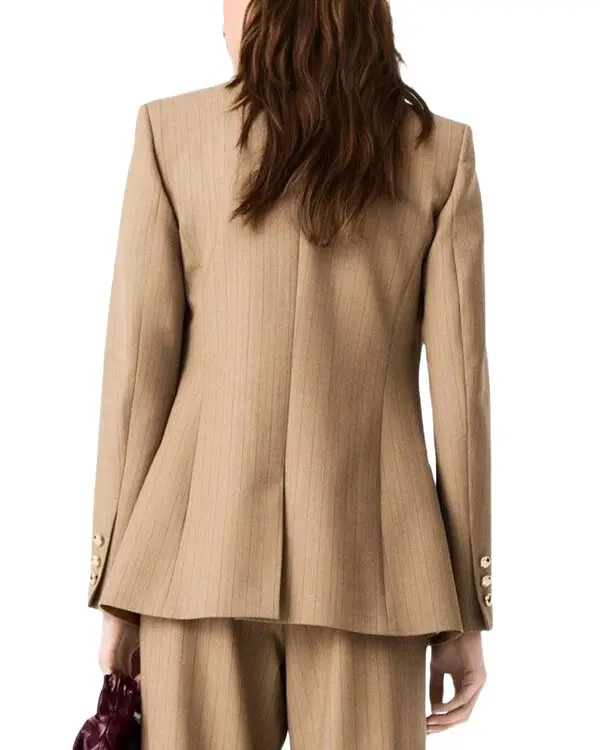 Maje Vipania Pinstriped Double Breasted Blazer