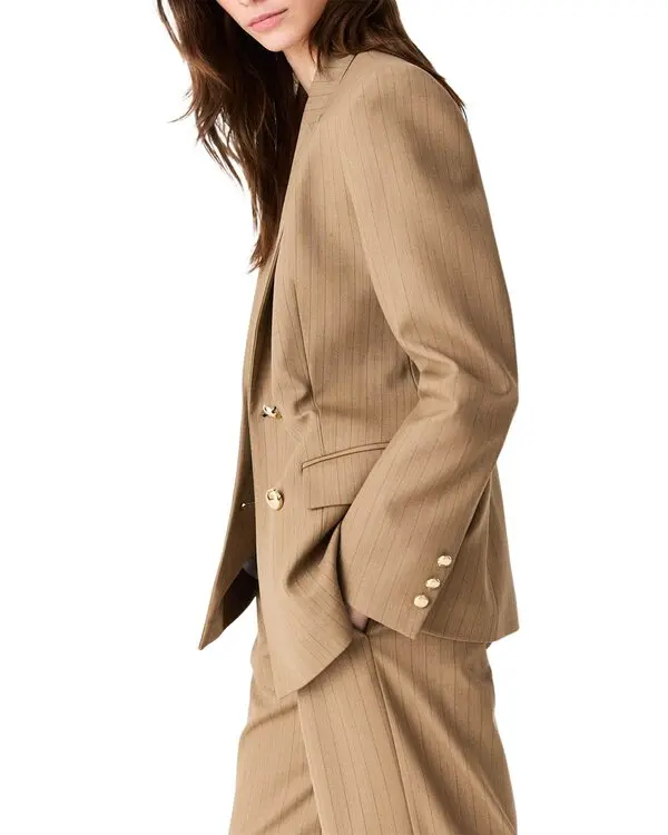 Maje Vipania Pinstriped Double Breasted Blazer
