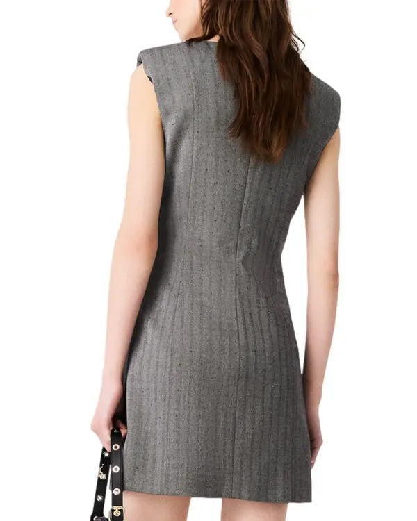 Maje Rhinestone Pinstriped Tailored Dress