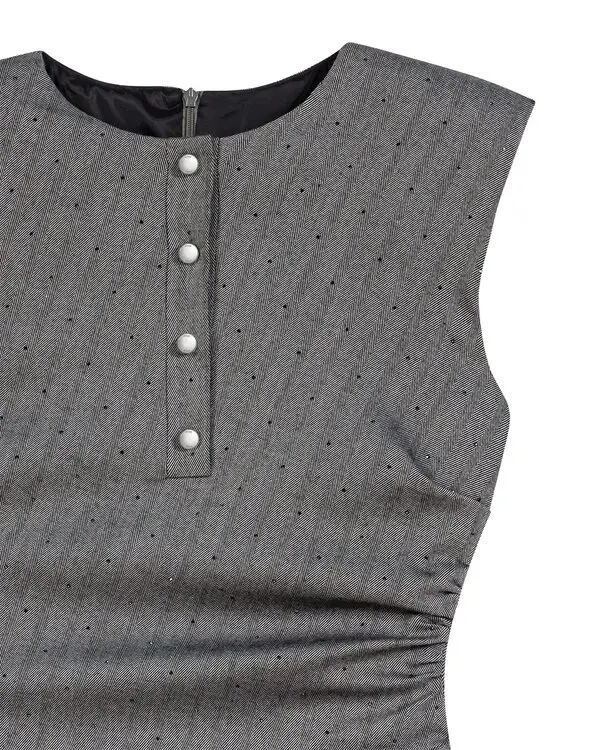 Maje Rhinestone Pinstriped Tailored Dress