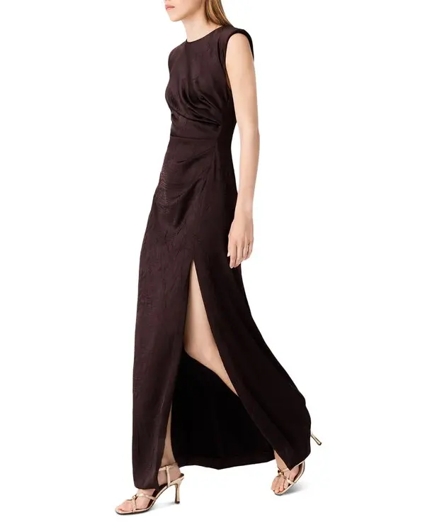 Maje Satin Draped Maxi Dress
