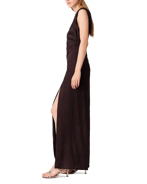 Maje Satin Draped Maxi Dress