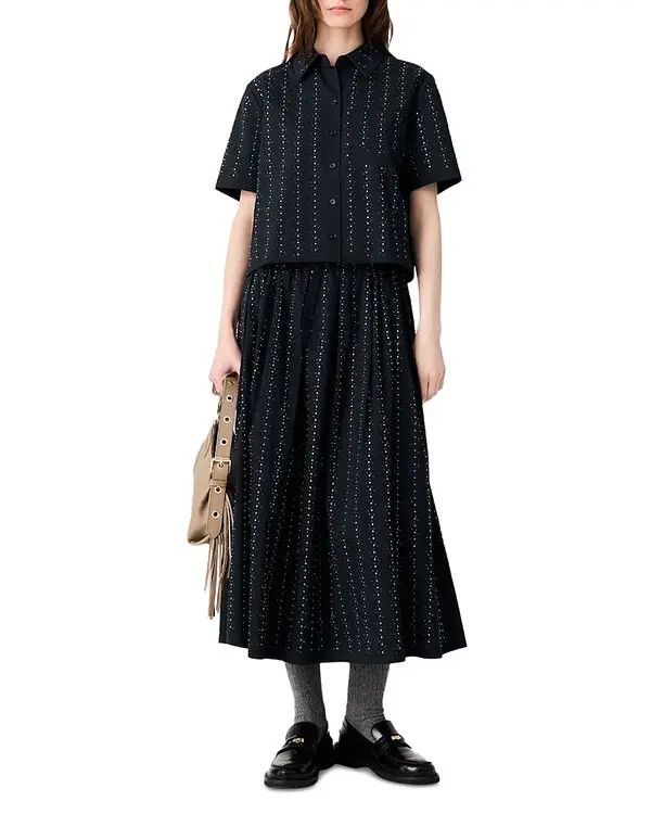 Maje Cotton Blend Embellished Shirt