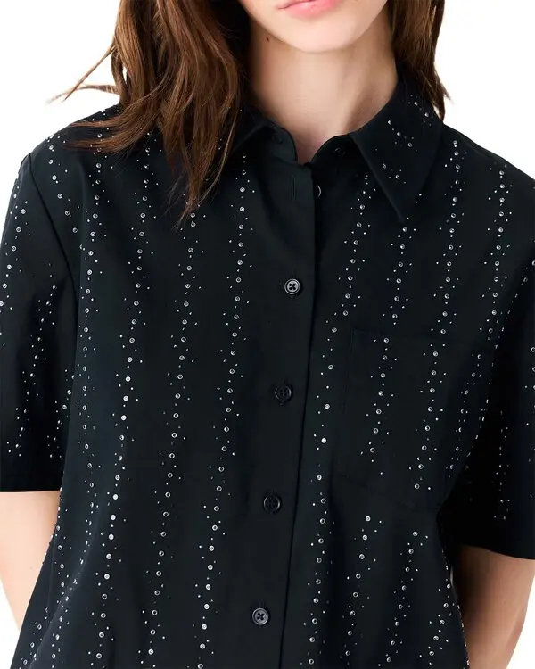 Maje Cotton Blend Embellished Shirt