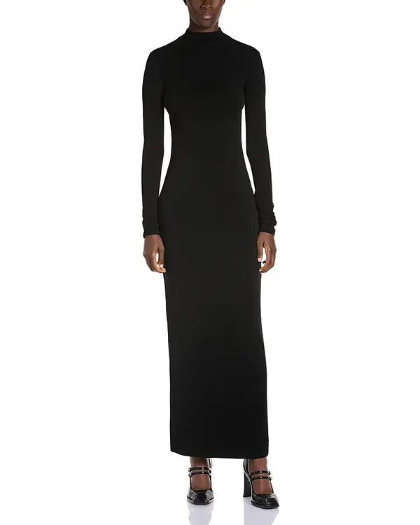 Alexander McQueen Long Sleeve Lace Trim Maxi Dress