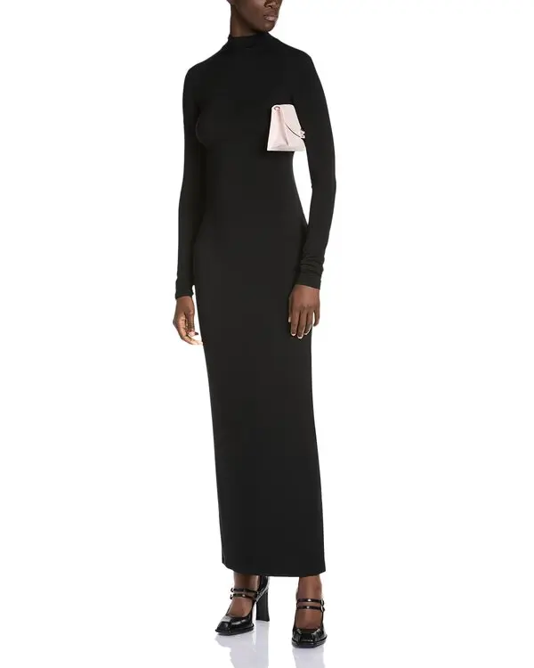 Alexander McQueen Long Sleeve Lace Trim Maxi Dress