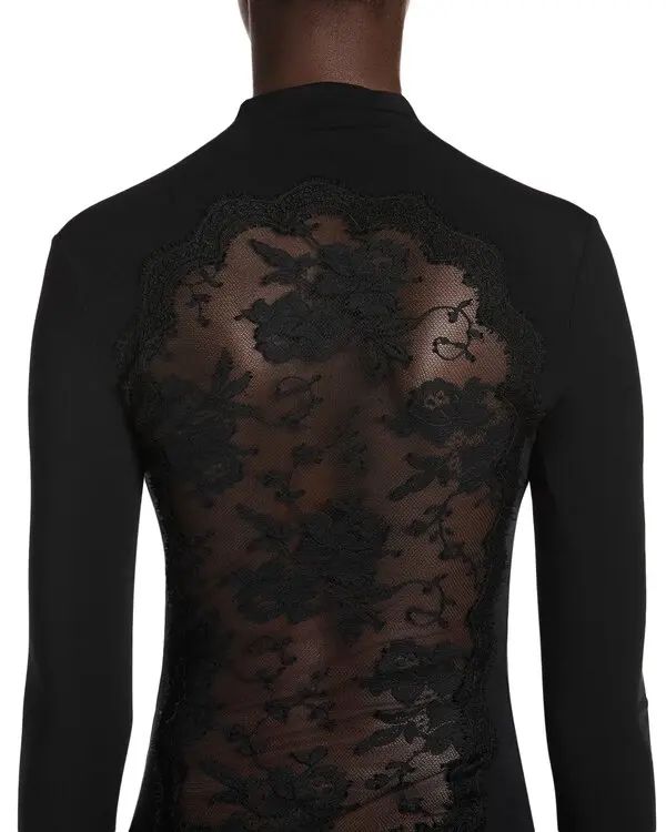 Alexander McQueen Long Sleeve Lace Trim Maxi Dress
