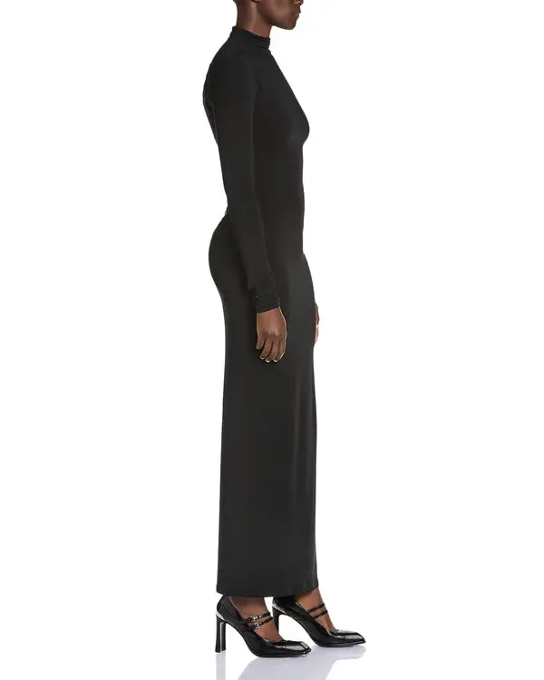 Alexander McQueen Long Sleeve Lace Trim Maxi Dress
