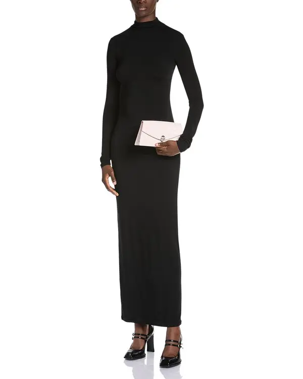 Alexander McQueen Long Sleeve Lace Trim Maxi Dress