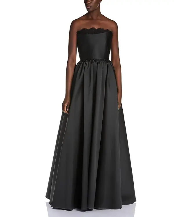 Alexander McQueen Lace Trim Strapless Gown