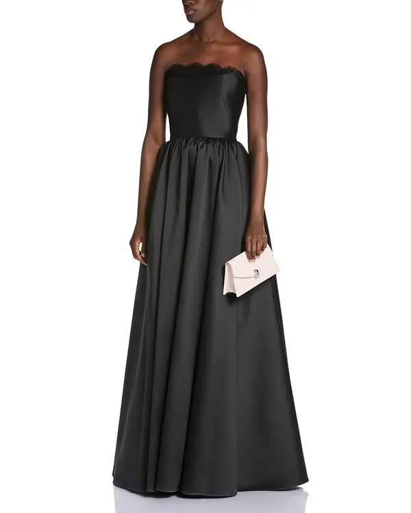Alexander McQueen Lace Trim Strapless Gown