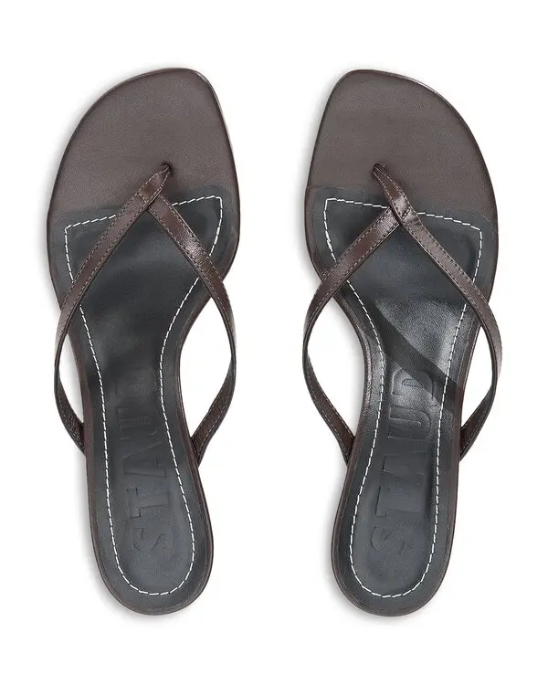 Staud Freja Thong Kitten Heel Sandals - Espresso