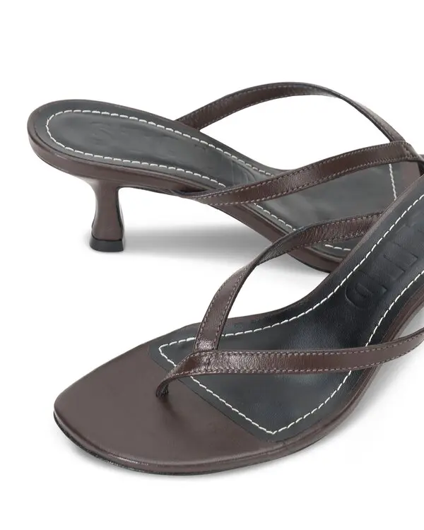 Staud Freja Thong Kitten Heel Sandals - Espresso