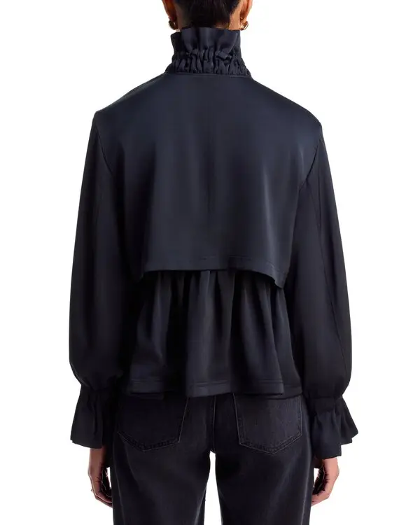Cinq À Sept Azira Tie Neck Flared Cuff Jacket