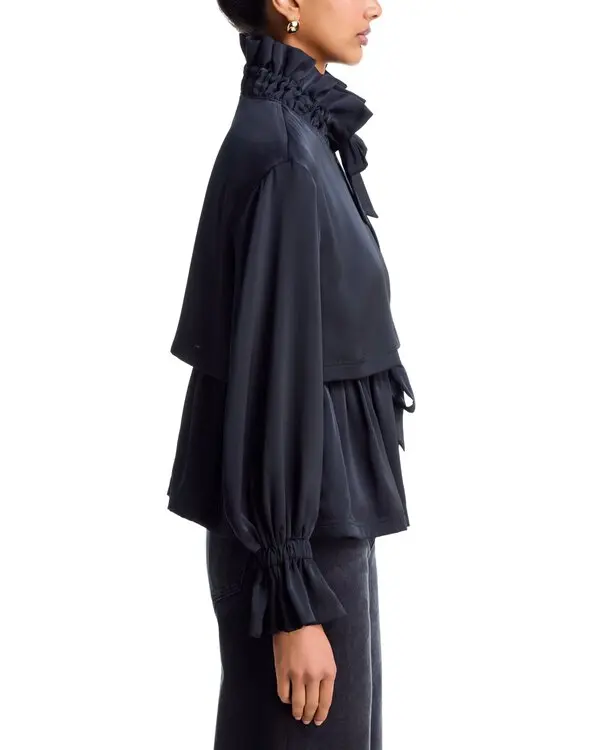 Cinq À Sept Azira Tie Neck Flared Cuff Jacket