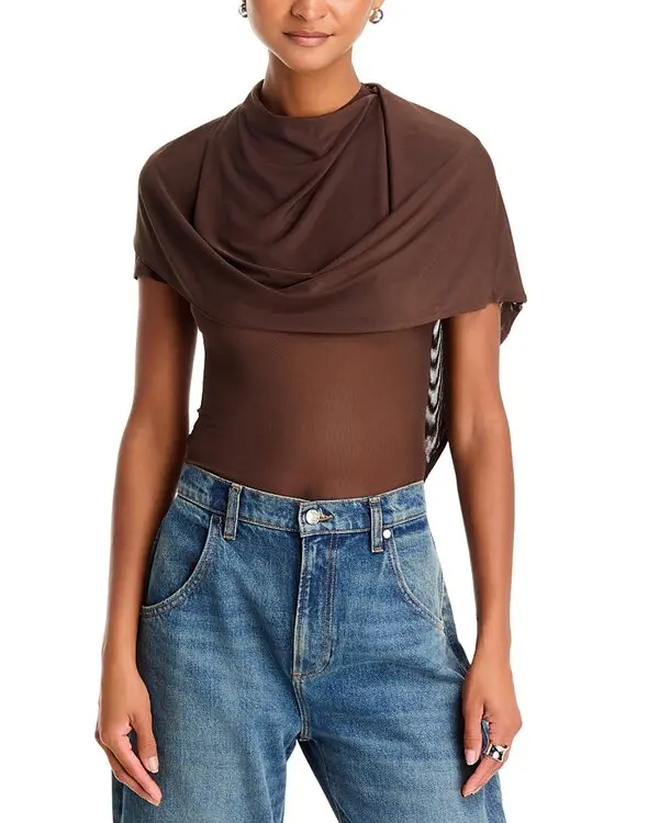 AFRM Fiona Drape Overlay Mesh Top