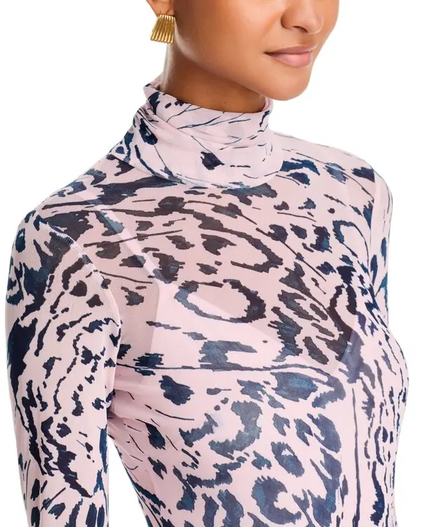 AFRM Shailene Turtleneck Mesh Midi Dress