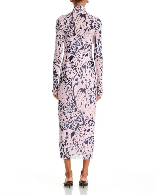 AFRM Shailene Turtleneck Mesh Midi Dress