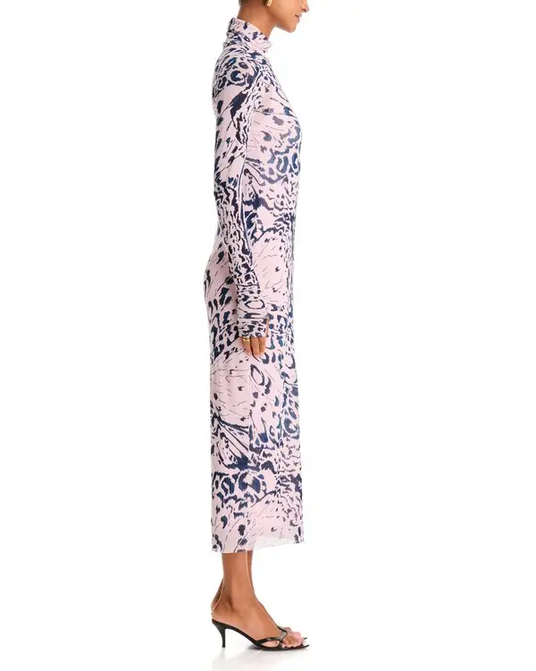 AFRM Shailene Turtleneck Mesh Midi Dress