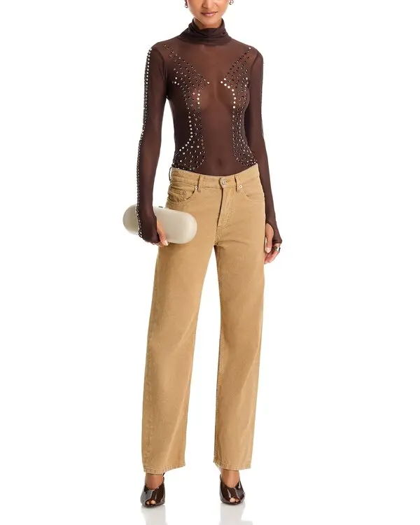 AFRM Zadie Embellished Mesh Turtleneck