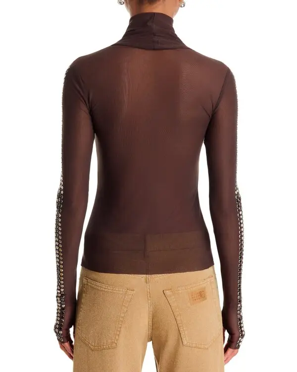 AFRM Zadie Embellished Mesh Turtleneck