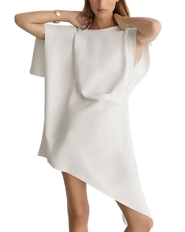 REISS Athena Asymmetric Draped Mini Dress