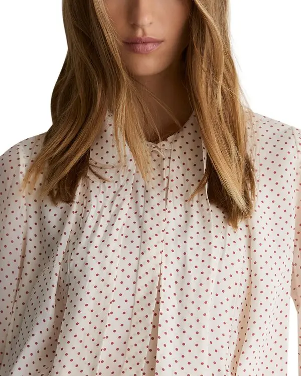 REISS Dottie Tie Neck Polka Dot Dress