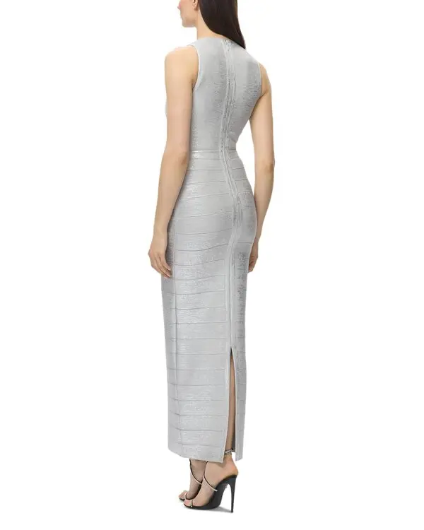 Herve Leger Metallic Bailey Cutout Gown