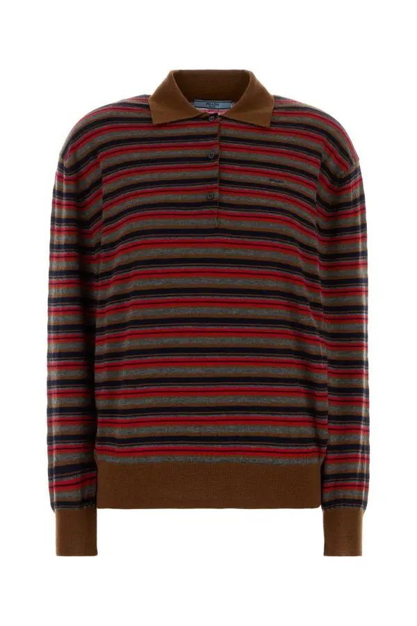 Prada Striped Cashmere Polo Shirt - Stripped