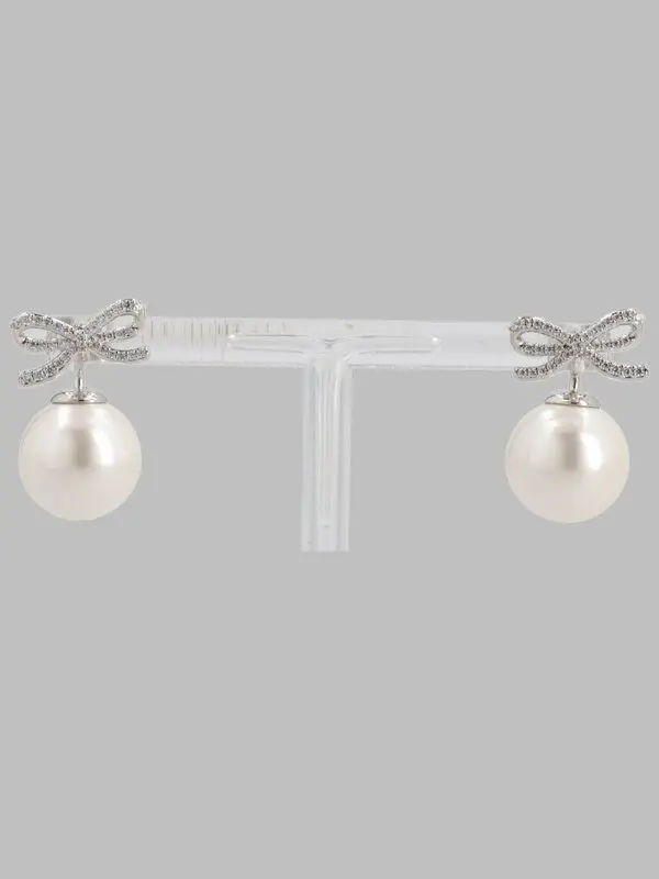 SELF-PORTRAIT Bow Pearl Drop Earrings