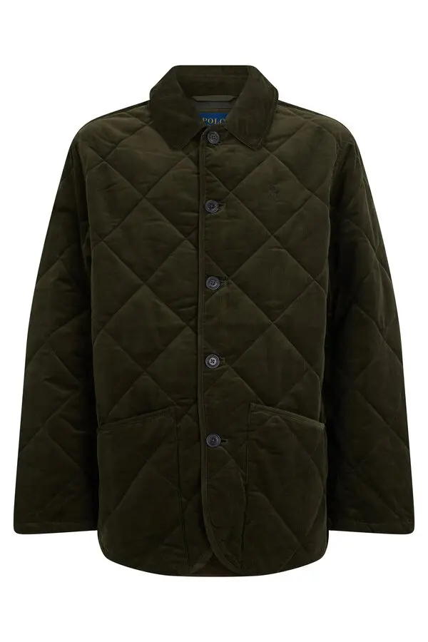 Polo Ralph Lauren Velvet Padded Jacket With Button-front And Shirt Collar