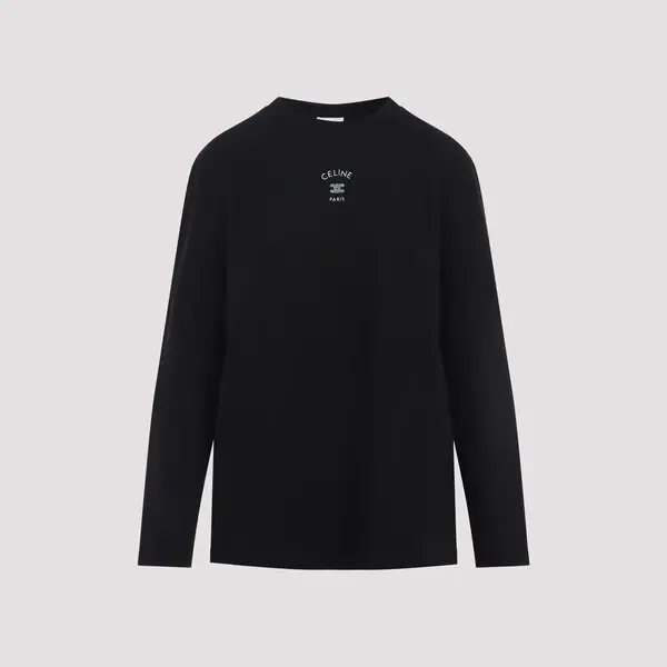 Celine 100% Cotton Long Sleeve T-shirt - Black