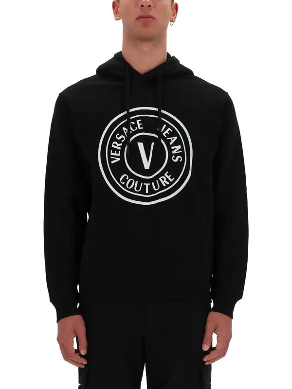 Versace Logo Graphic Hoodie - Black