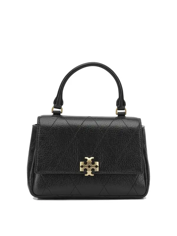Tory Burch Leather Handbag With Gold Tone Logo Clasp