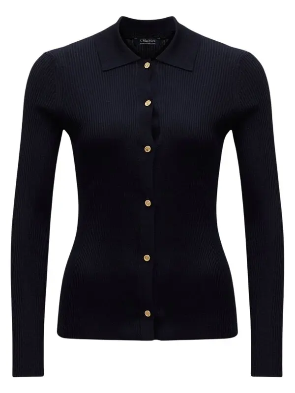 Max Mara Ribbed Knit Cardigan - Navy