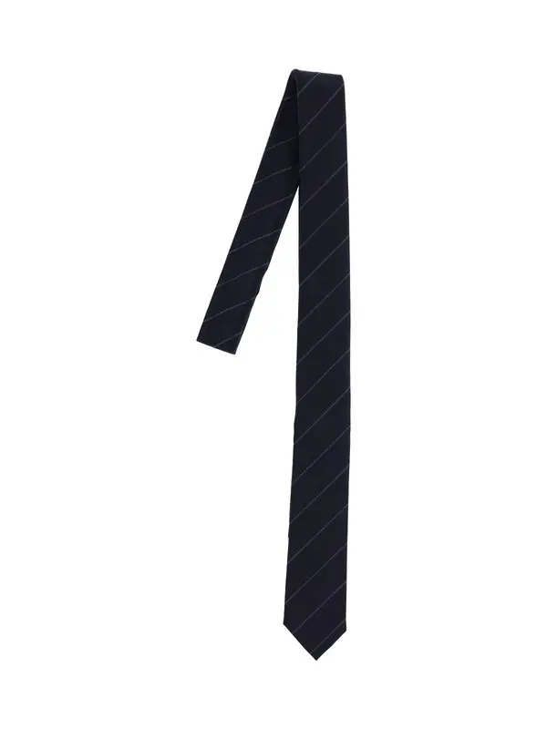 Thom Browne Striped Silk Neck Tie - Blue
