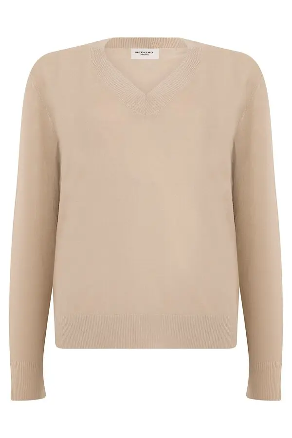 Max Mara V-neck Long-sleeve Sweater - Beige