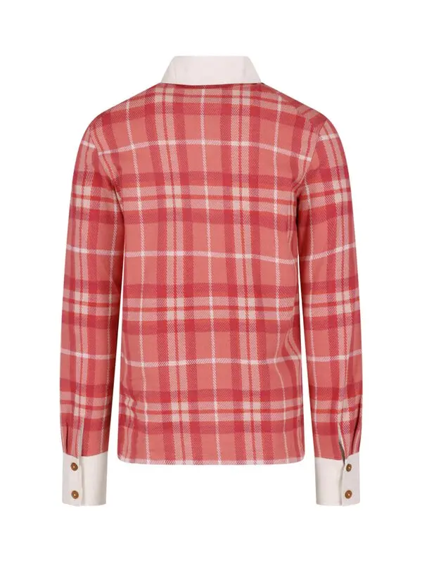 VIVIENNE WESTWOOD Plaid Long-sleeve Polo Shirt - Orange