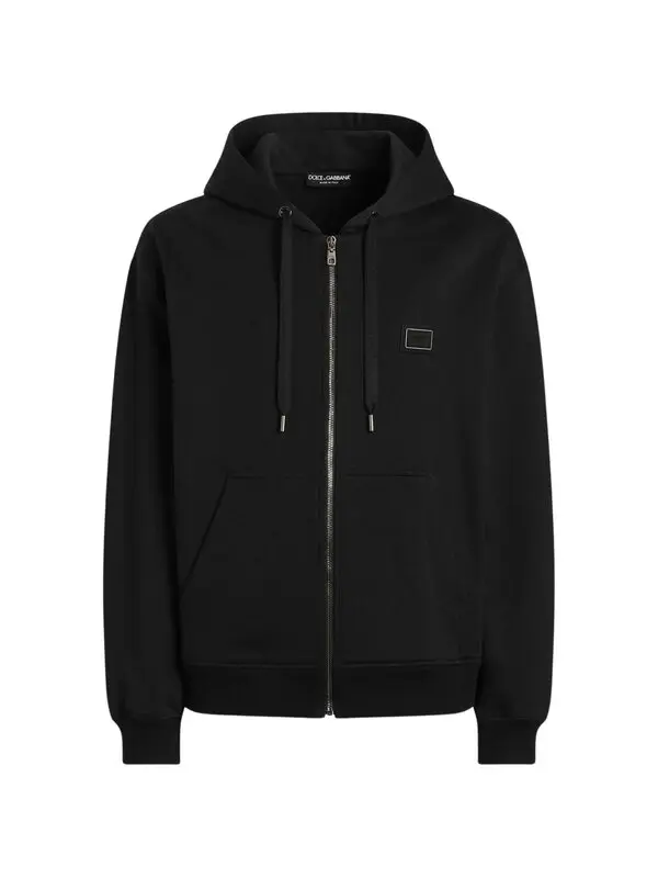 Dolce & Gabbana Cotton-blend Knit Zip-up Hoodie - Black