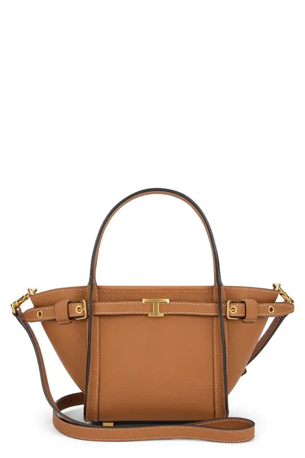 TOD'S Leather Handbag With Top Handles And Adjustable Shoulder Strap