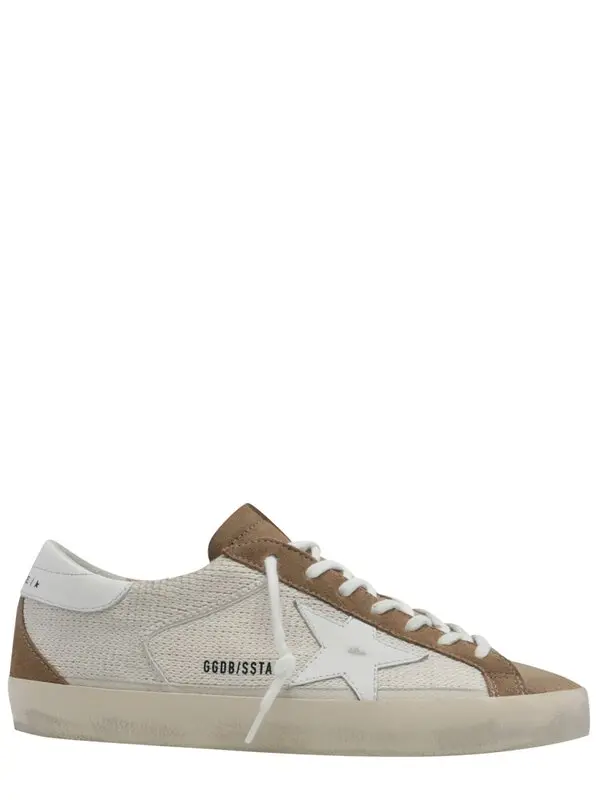 GOLDEN GOOSE Suede And Woven Cotton Sneakers With Leather Star Detail - Beige