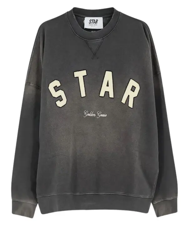 GOLDEN GOOSE Crewneck Sweater With Contrast Stripes - Grey