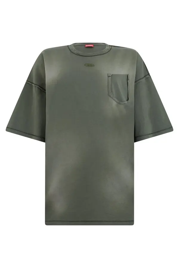 DIESEL® Short-sleeve Cotton T-shirt With Chest Pocket - Green